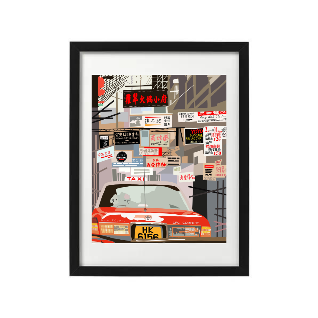 CRAFTY BITCH PRINT - HK Taxi on busy street #1