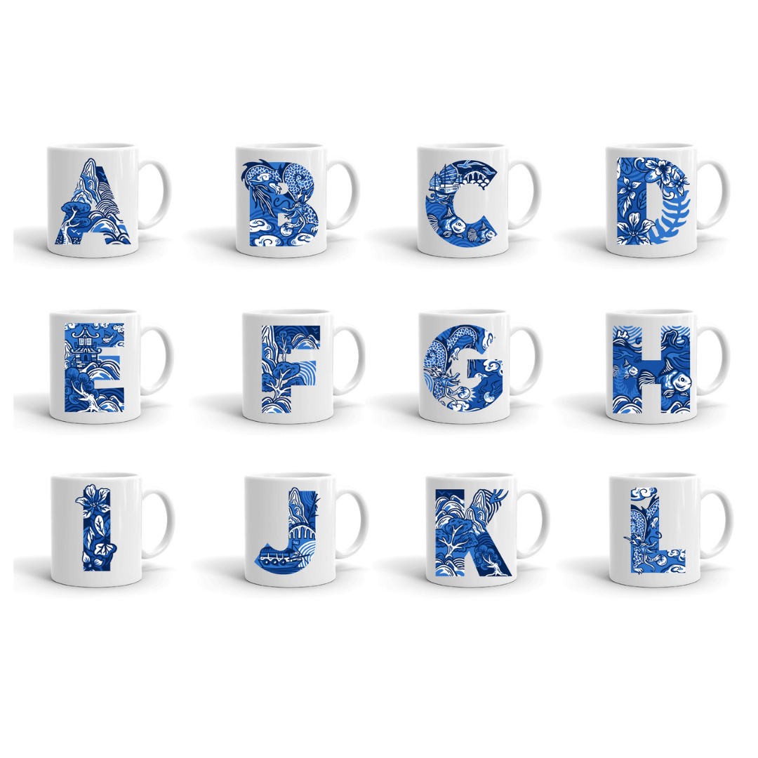 CERAMIC MUG: CHINOISERIE ALPHABET (A-Z)